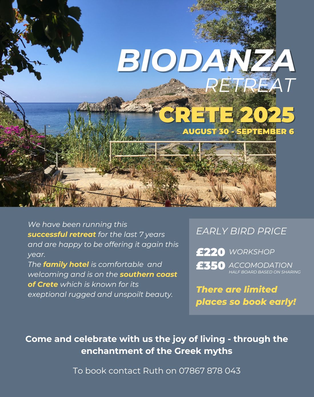 2025 August 30th - September 6th Our holiday and retreat in Crete ...